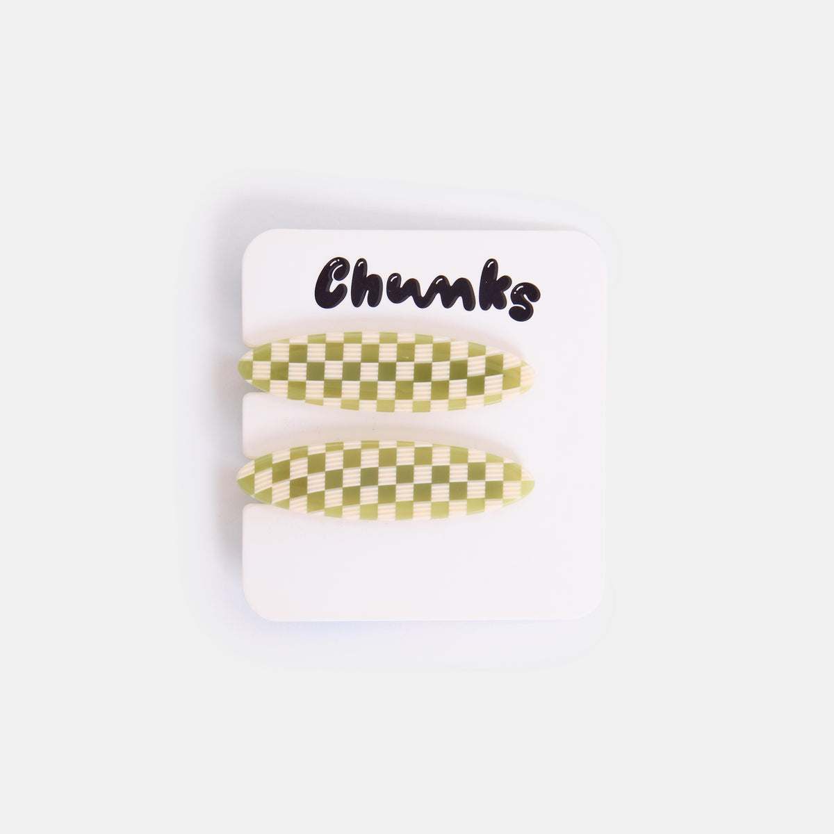 Allie Clips in Oval Olive Check – Shop Chunks